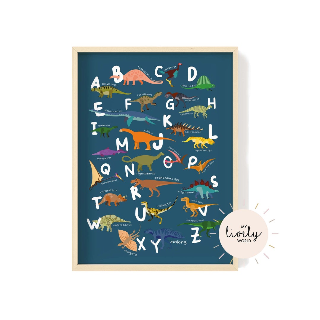 Dinosaur Wall Art Dinosaur Alphabet Print Dinosaur Print Dinosaur Decor ...