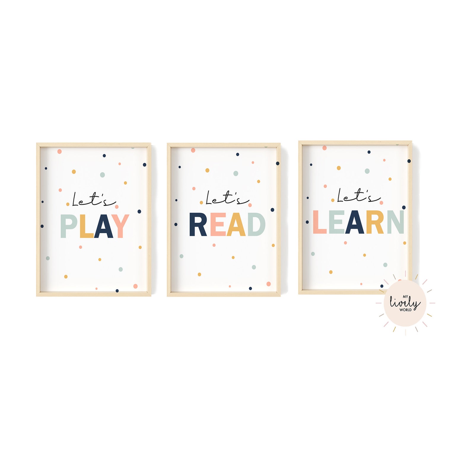 Let's Play Read Learn Playroom Wall Art Set of 3 Playroom Printables ...