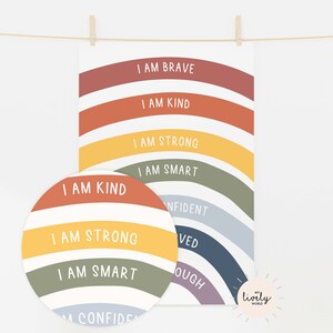Affirmations Poster for Kids, Rainbow Affirmations Print, Inspirational ...