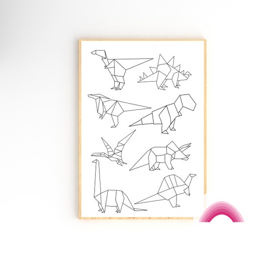 Set of 9 printables Dinosaur origami print Dinosaurs | Etsy