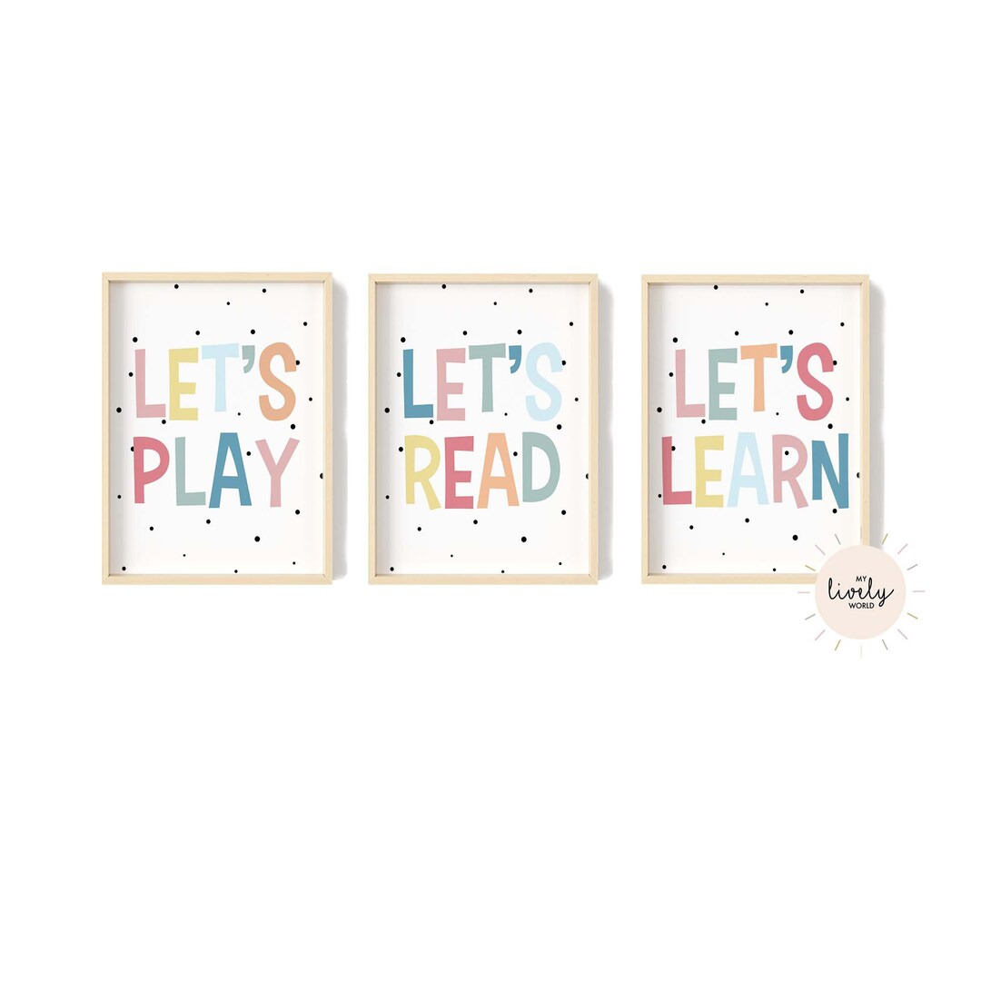 Playroom Wall Art Lets Play Sign Lets Read Print Lets Learn Poster ...
