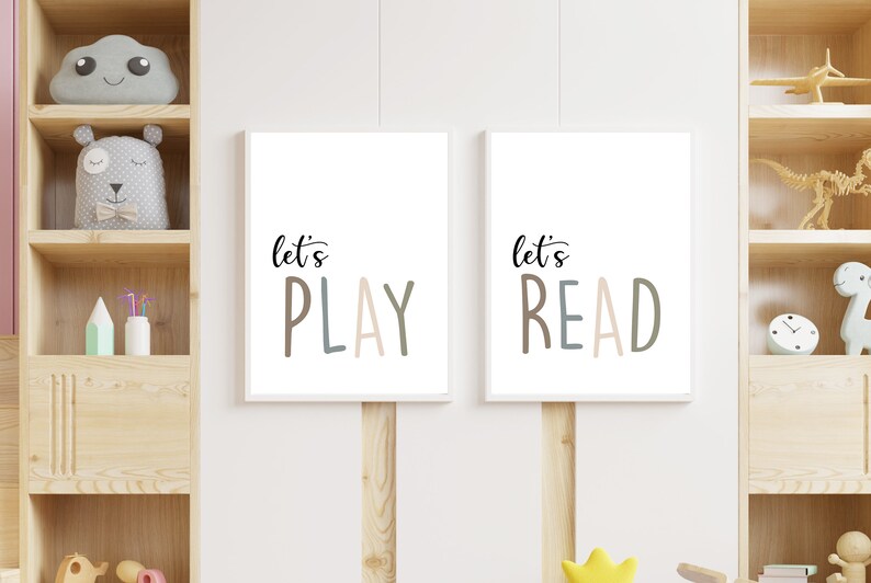 Lets Play Read Learn Printable Playroom Decor Let's | Etsy