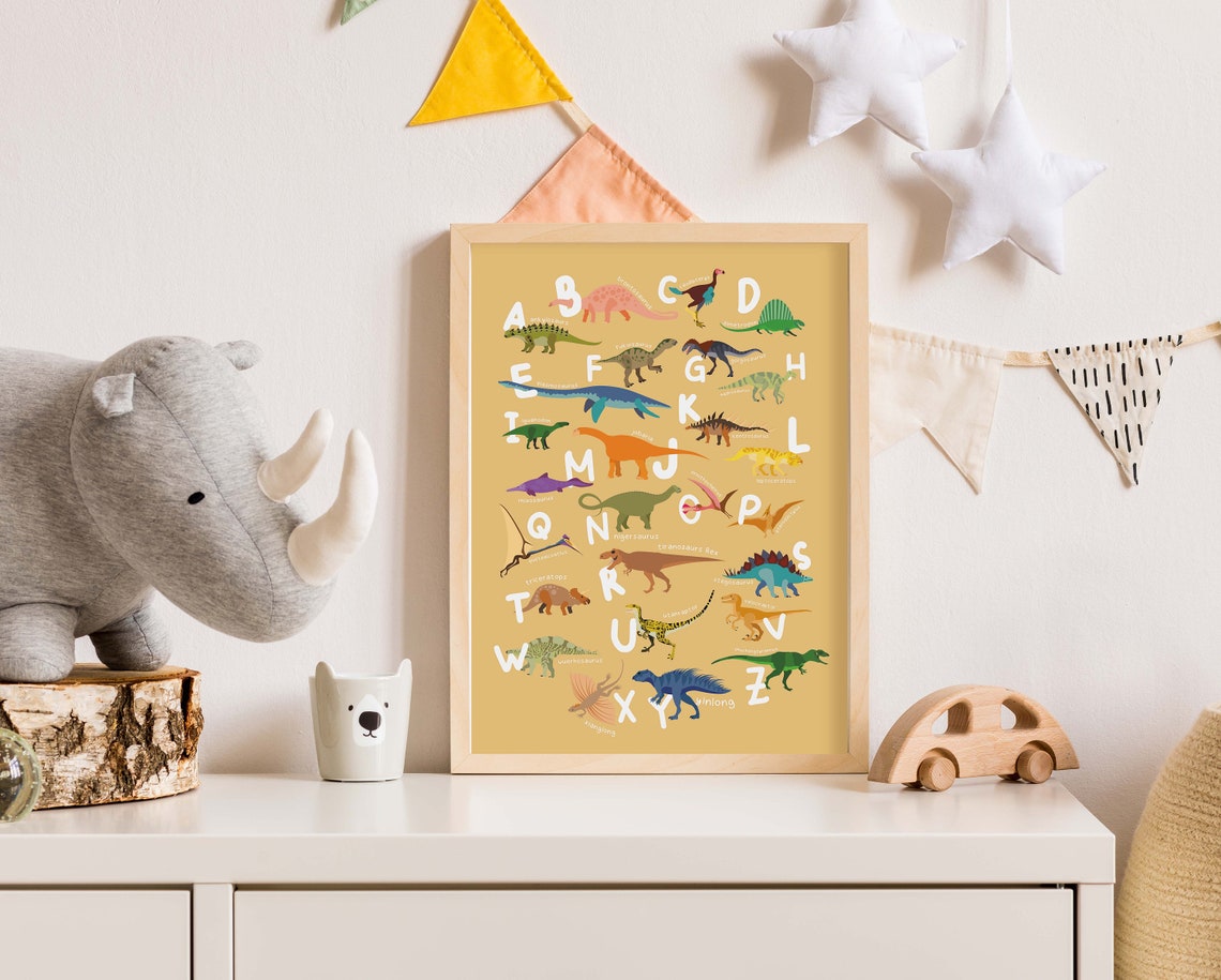 Dinosaur Alphabet Poster Kids Room Decor Dinosaur Theme - Etsy