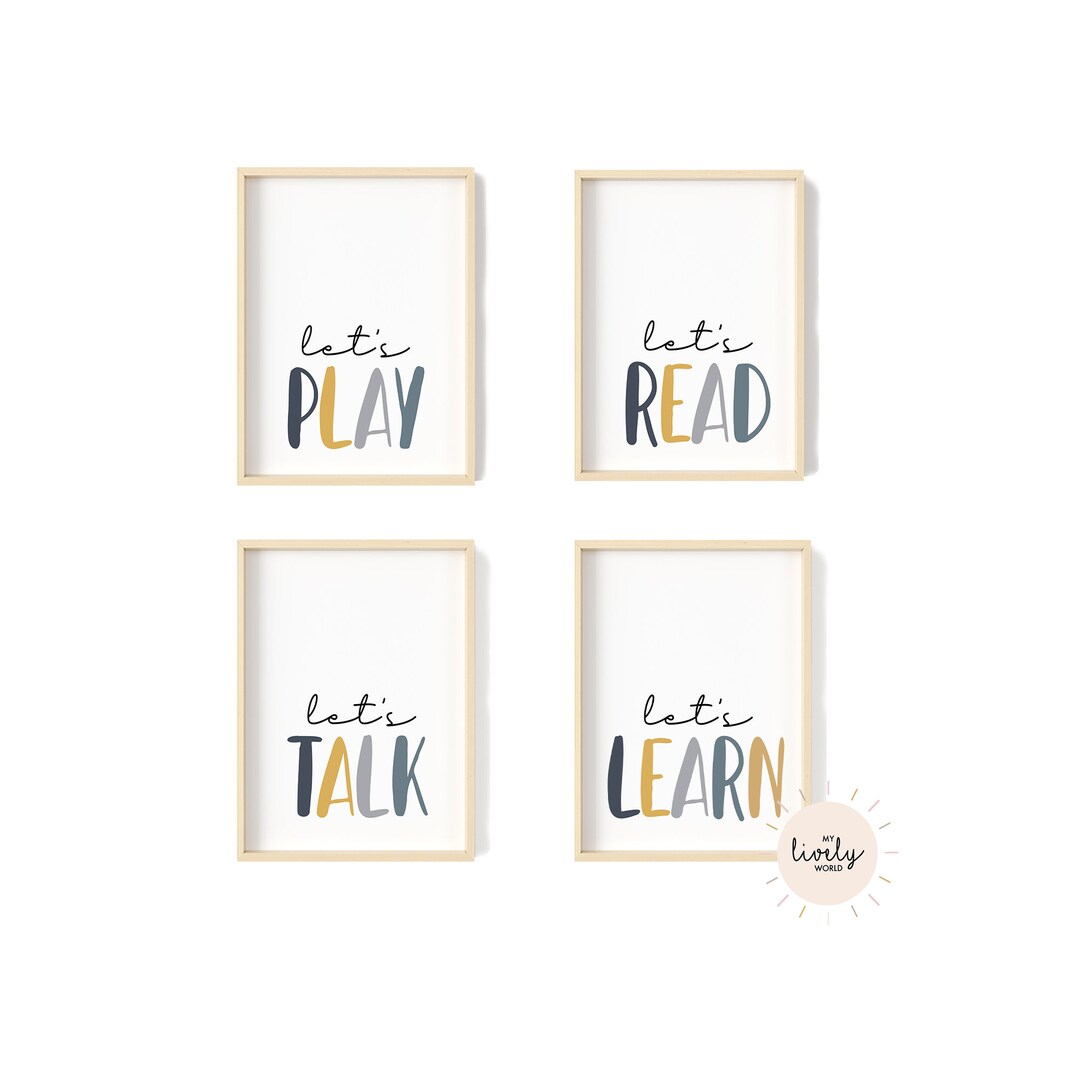 Let's Play Read Learn Playroom Wall Art Set of 3 Playroom Printables ...