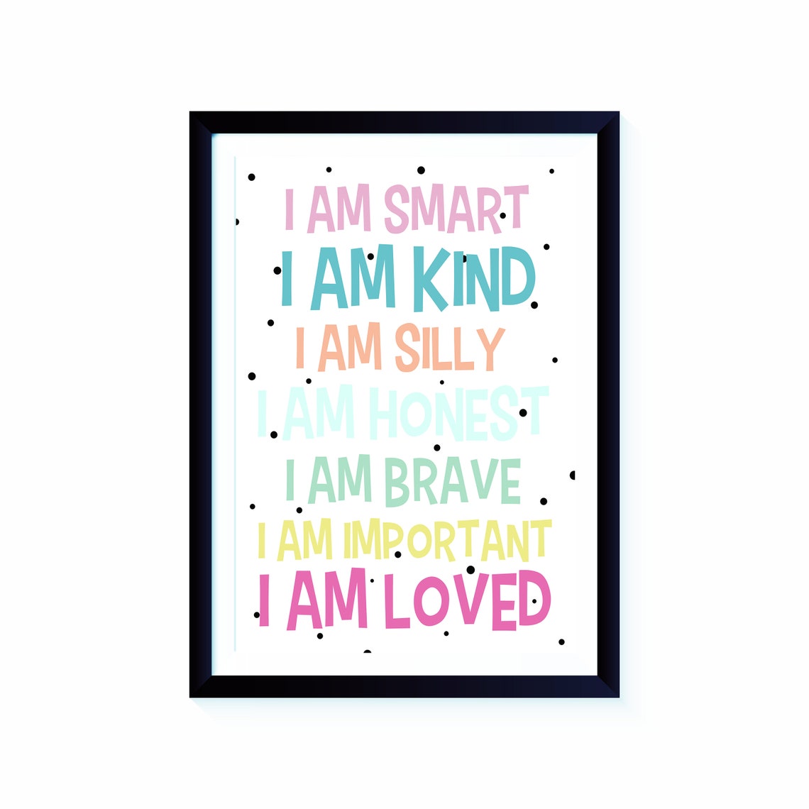 I am kind I am smart Affirmations wall art for kids | Etsy
