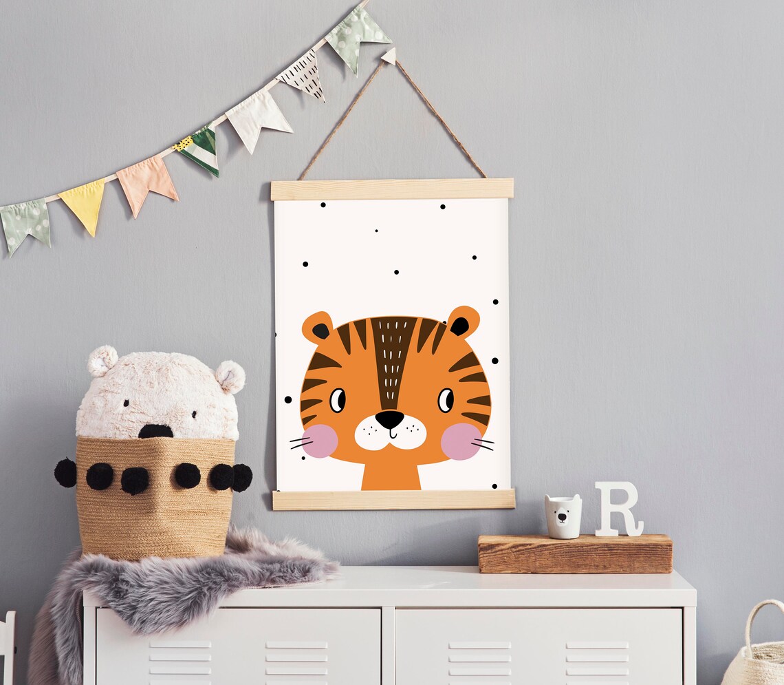 Tiger print Tiger poster Tiger nursery decor Playroom wall | Etsy
