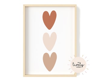 Hearts Boho Nursery Printable Wall Art Gender Neutral Wall - Etsy