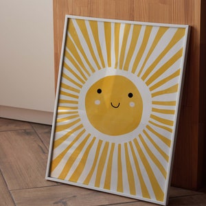 Watercolor Sunshine Print, Sun Playroom Decor, Sun Watercolour Nursery ...