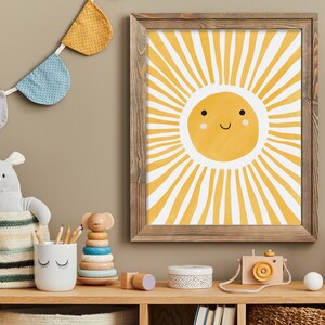 Watercolor Sunshine Print, Sun Playroom Decor, Sun Watercolour Nursery ...