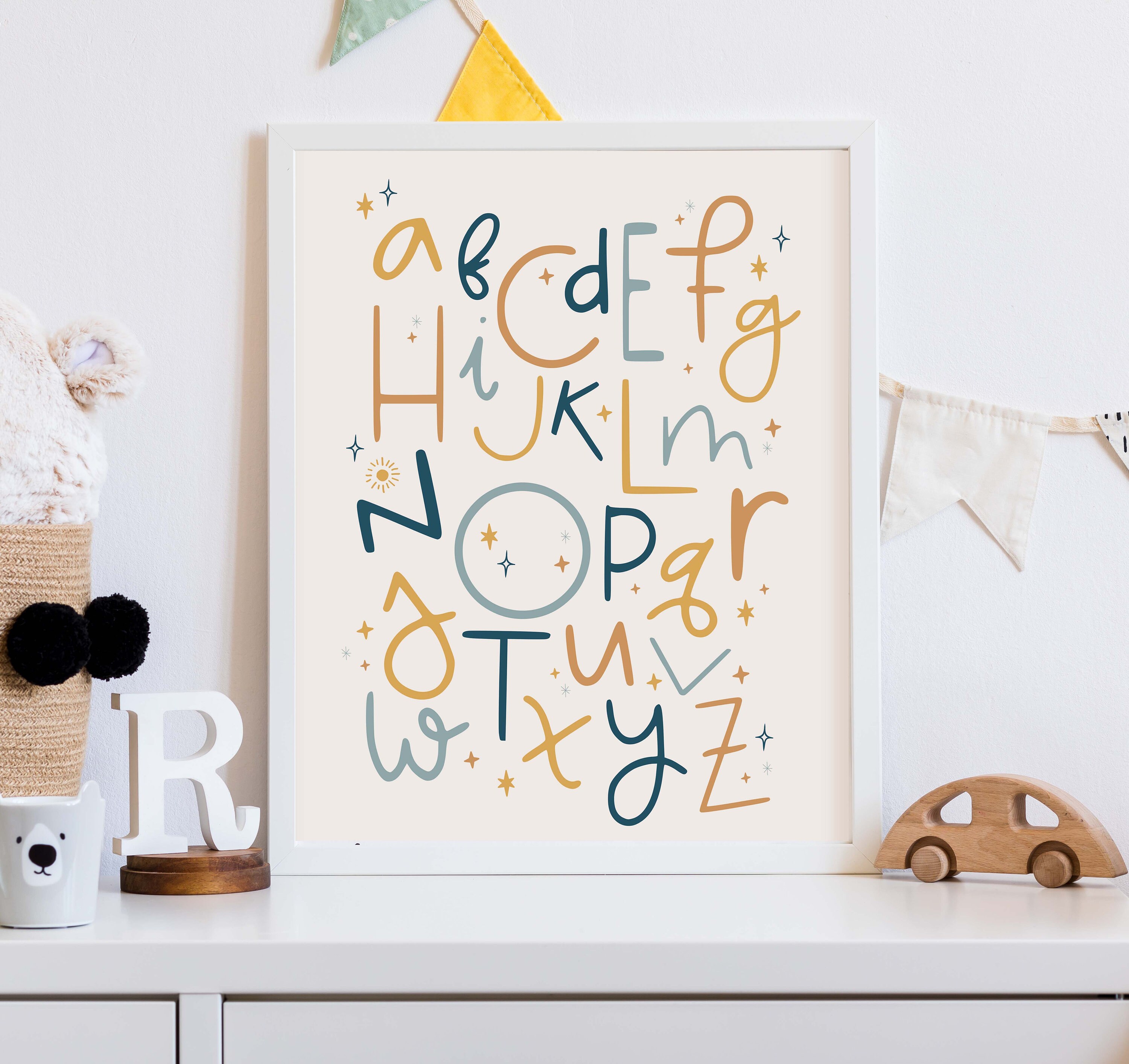Boho Alphabet Poster Alphabet Print Kids Wall Art Printable | Etsy