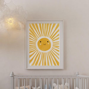 Watercolor Sunshine Print, Sun Playroom Decor, Sun Watercolour Nursery ...