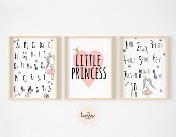 Alphabet Numbers Printable Little Princess Sign Alphabet | Etsy
