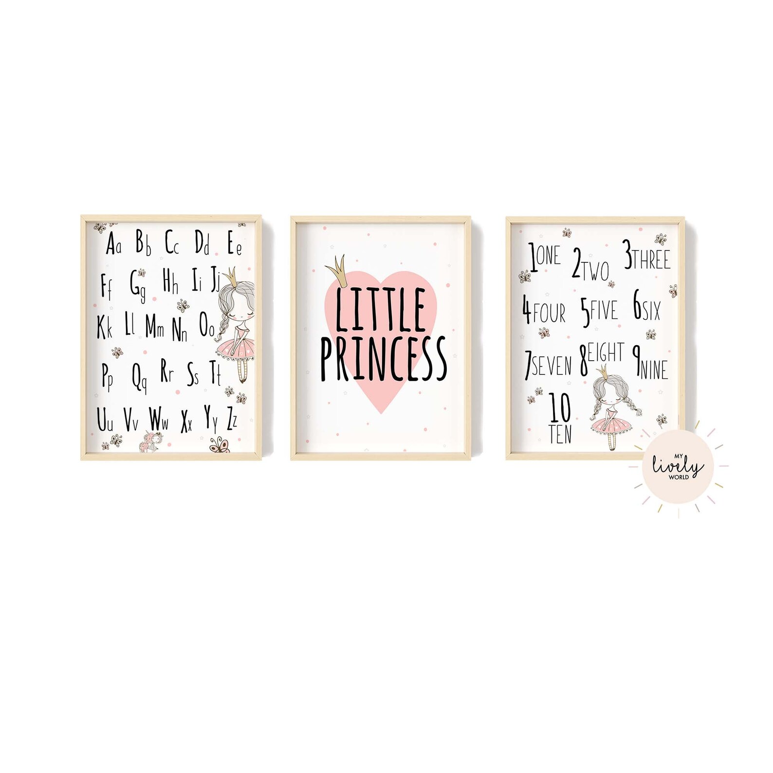 Alphabet Numbers Printable Little Princess Sign Alphabet - Etsy