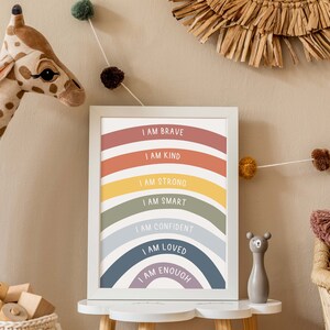 Affirmations Poster for Kids, Rainbow Affirmations Print, Inspirational ...
