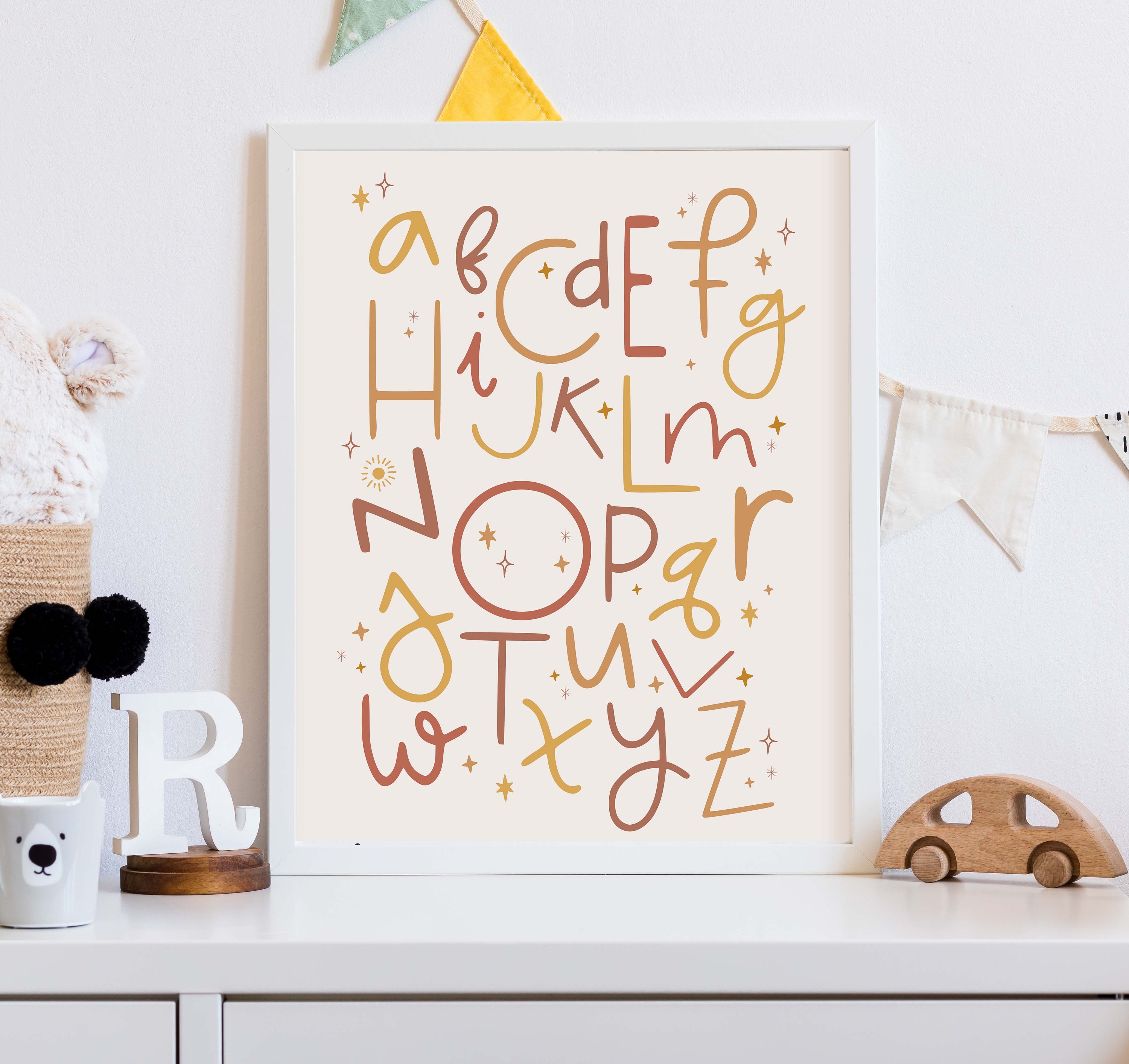 Boho Alphabet Poster ABC Poster Alphabet Print Kids Wall | Etsy