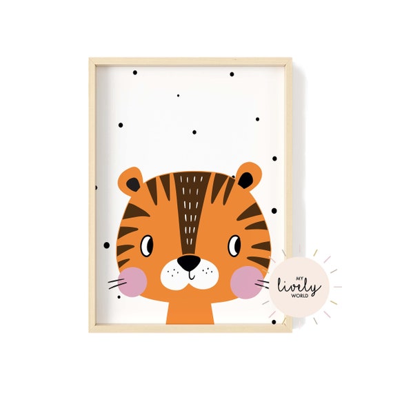Tiger Print Tiger Poster Tiger Nursery Decor Playroom Wall - Etsy