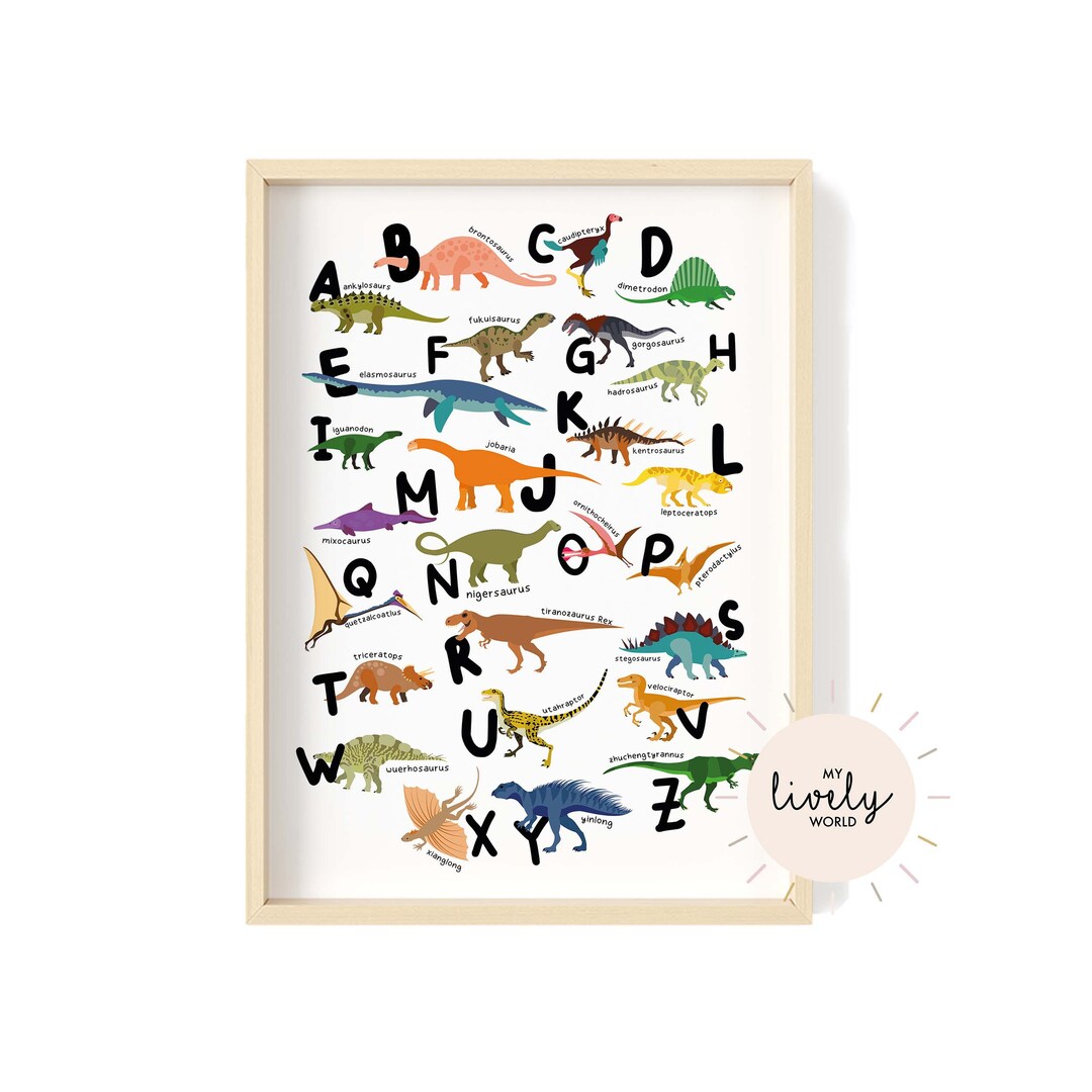 Dinosaur Alphabet Print Dinosaur Theme Kids Room Decor Dinosaur Poster ...