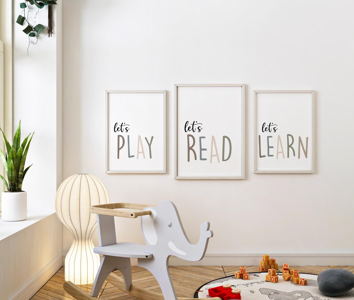 Lets Play Read Learn Printable Playroom Decor Let's - Etsy