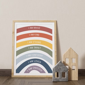 Affirmations Poster for Kids, Rainbow Affirmations Print, Inspirational ...