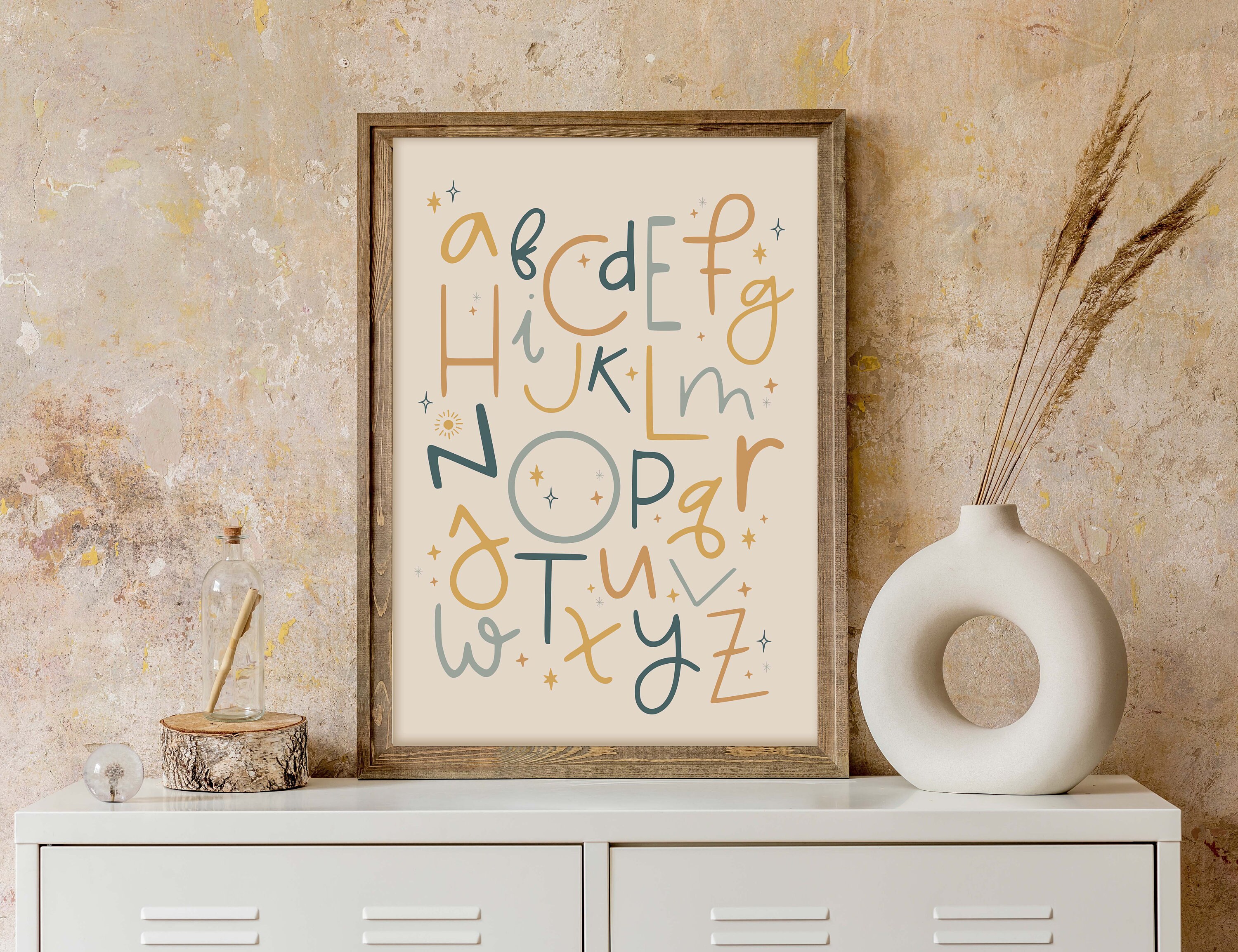 Boho Alphabet Poster Alphabet Print Kids Wall Art Printable | Etsy