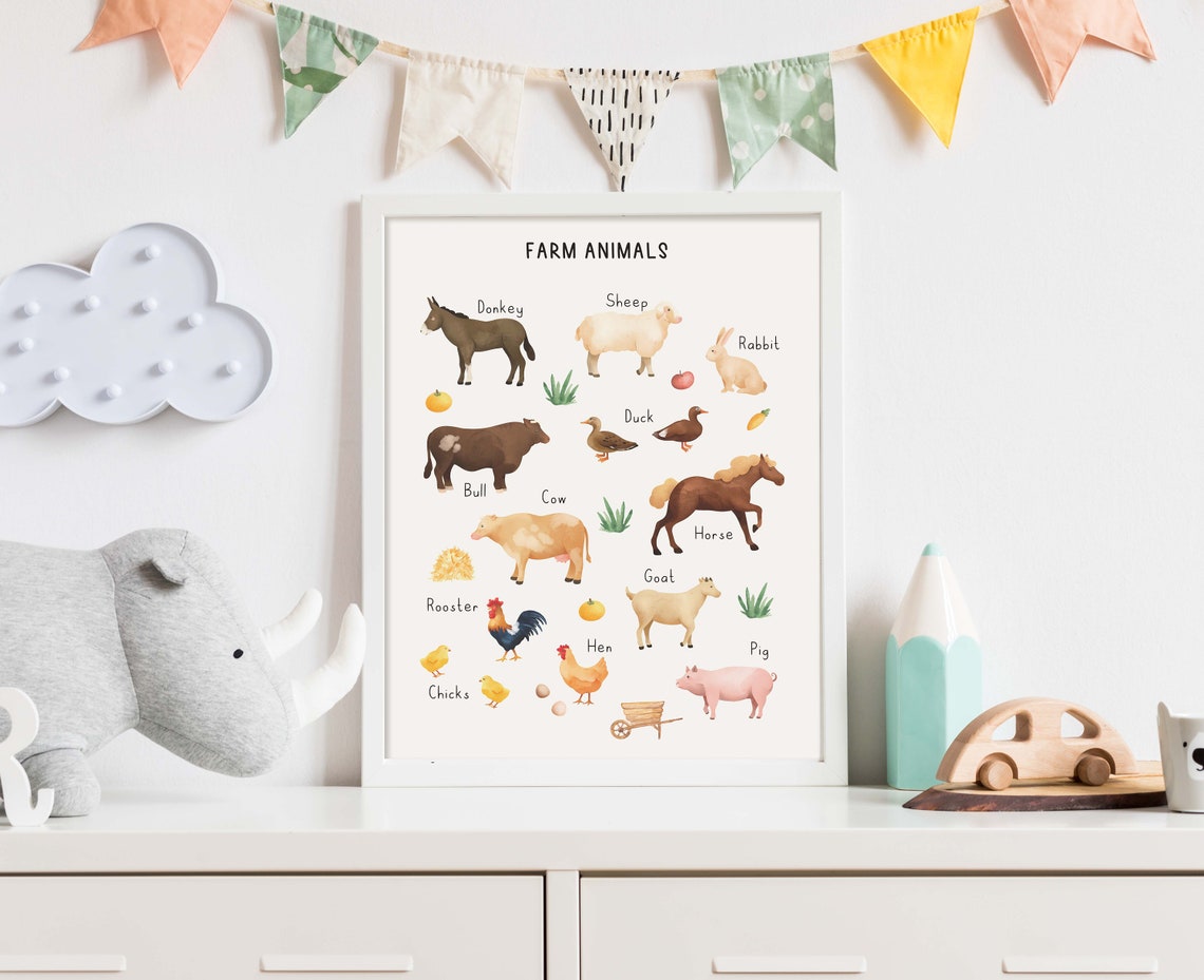 Farm Animals Poster Educational Poster Classroom Decor - Etsy