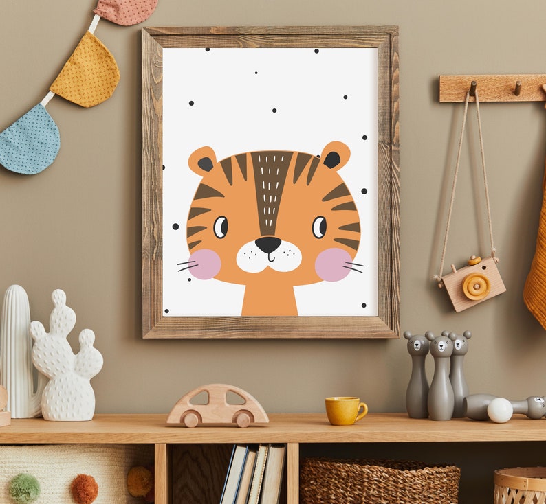 Tiger print Tiger poster Tiger nursery decor Playroom wall | Etsy