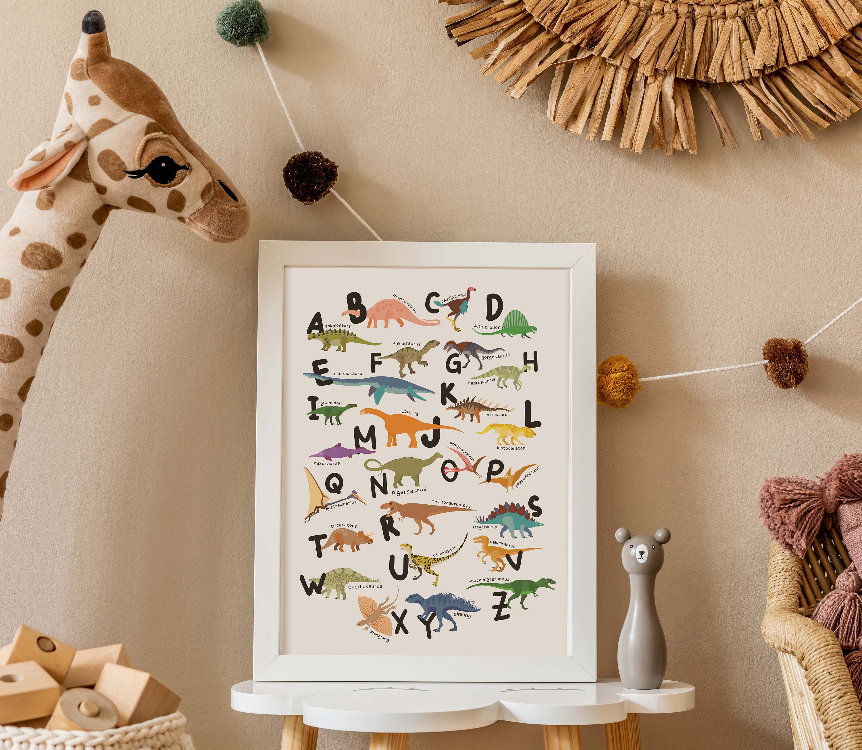 Dinosaur Alphabet Print Dinosaur Theme Kids Room Decor - Etsy
