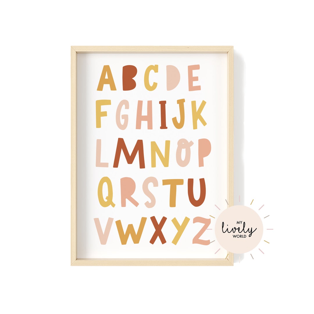 Boho Alphabet Poster, ABC Print, Educational Wall Art, Printable Wall ...