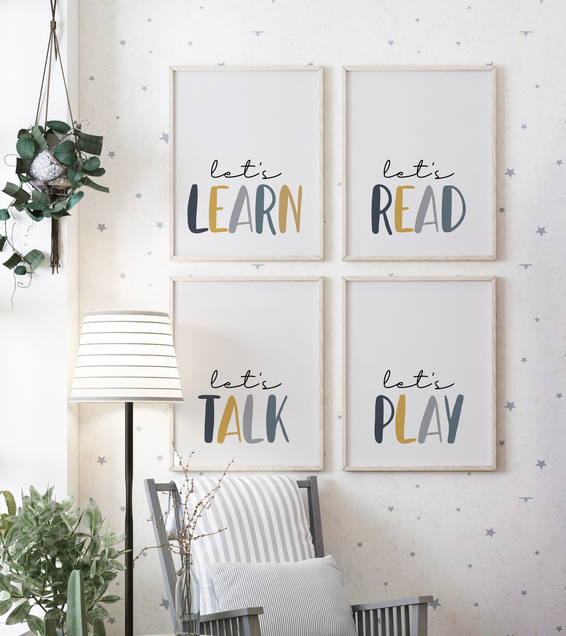 Let's Play Read Learn Playroom Wall Art Set of 3 - Etsy