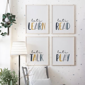 Let's Play Read Learn Playroom Wall Art Set of 3 Playroom Printables ...