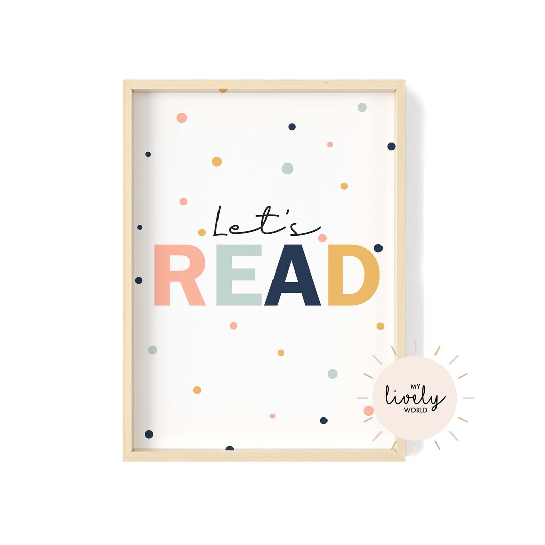 Let's Read Printable Playroom Wall Art Kids Wall Art Printable Reading ...