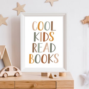 Cool Kids Read Book Print, Playroom Wall Decor, Neutral Kids Wall Art ...