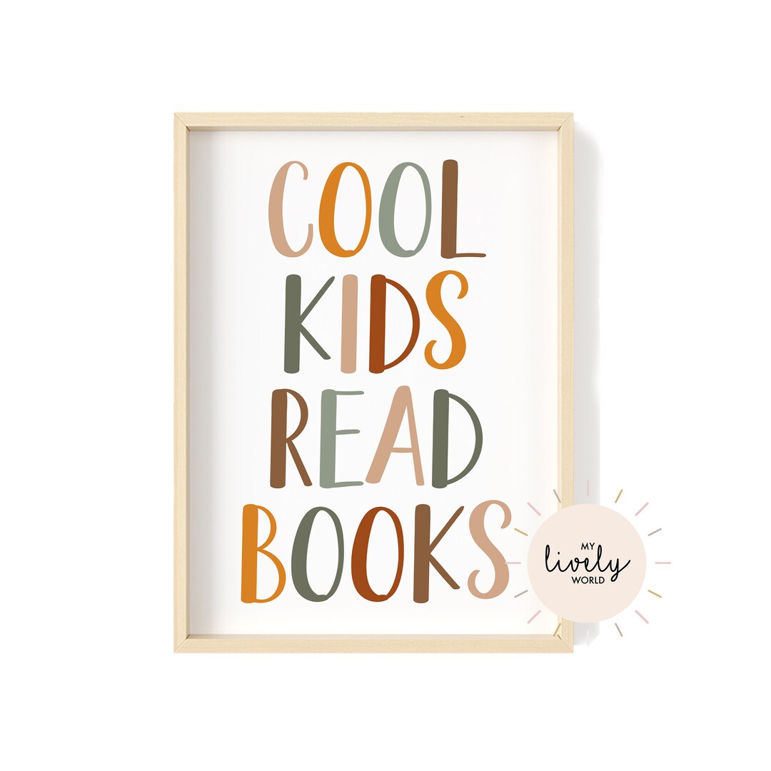 Cool Kids Read Book Print, Playroom Wall Decor, Neutral Kids Wall Art ...