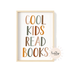 Cool Kids Read Book Print, Playroom Wall Decor, Neutral Kids Wall Art ...