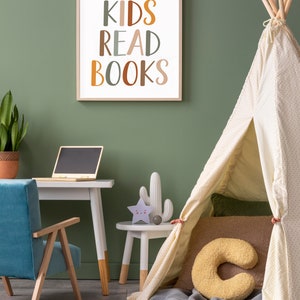 Cool Kids Read Book Print, Playroom Wall Decor, Neutral Kids Wall Art ...