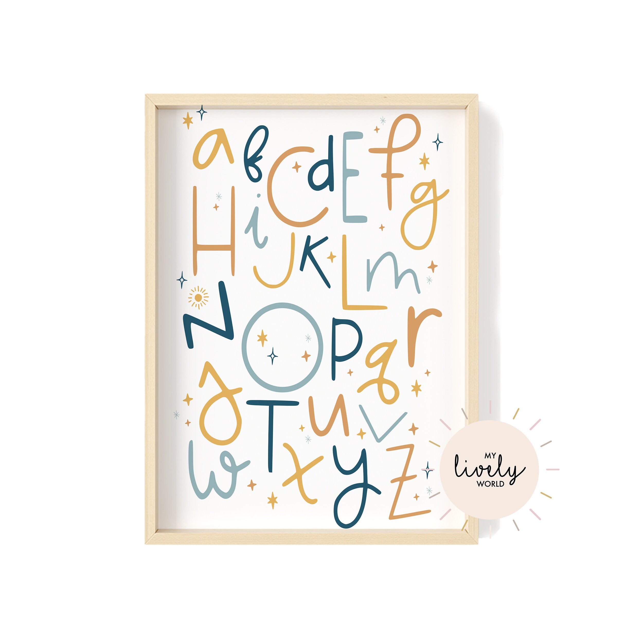 Boho Alphabet Poster Alphabet Print Kids Wall Art Printable - Etsy