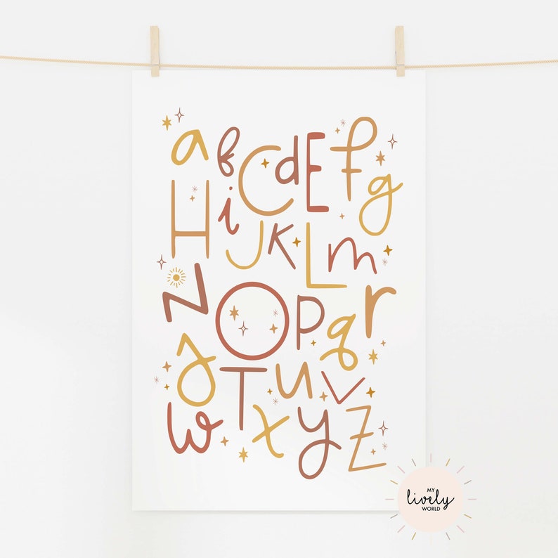 Póster del alfabeto boho, póster ABC, impresión del alfabeto, arte ...