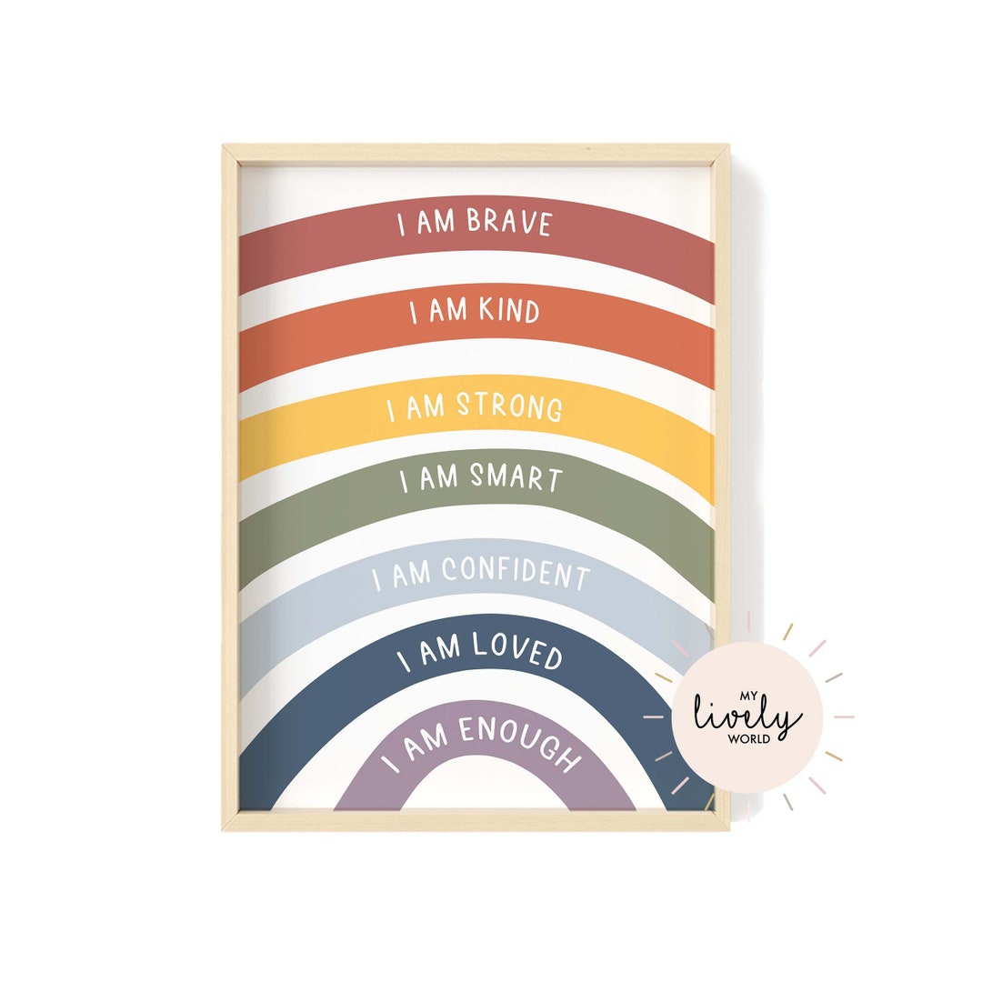 Affirmations Poster for Kids, Rainbow Affirmations Print, Inspirational ...