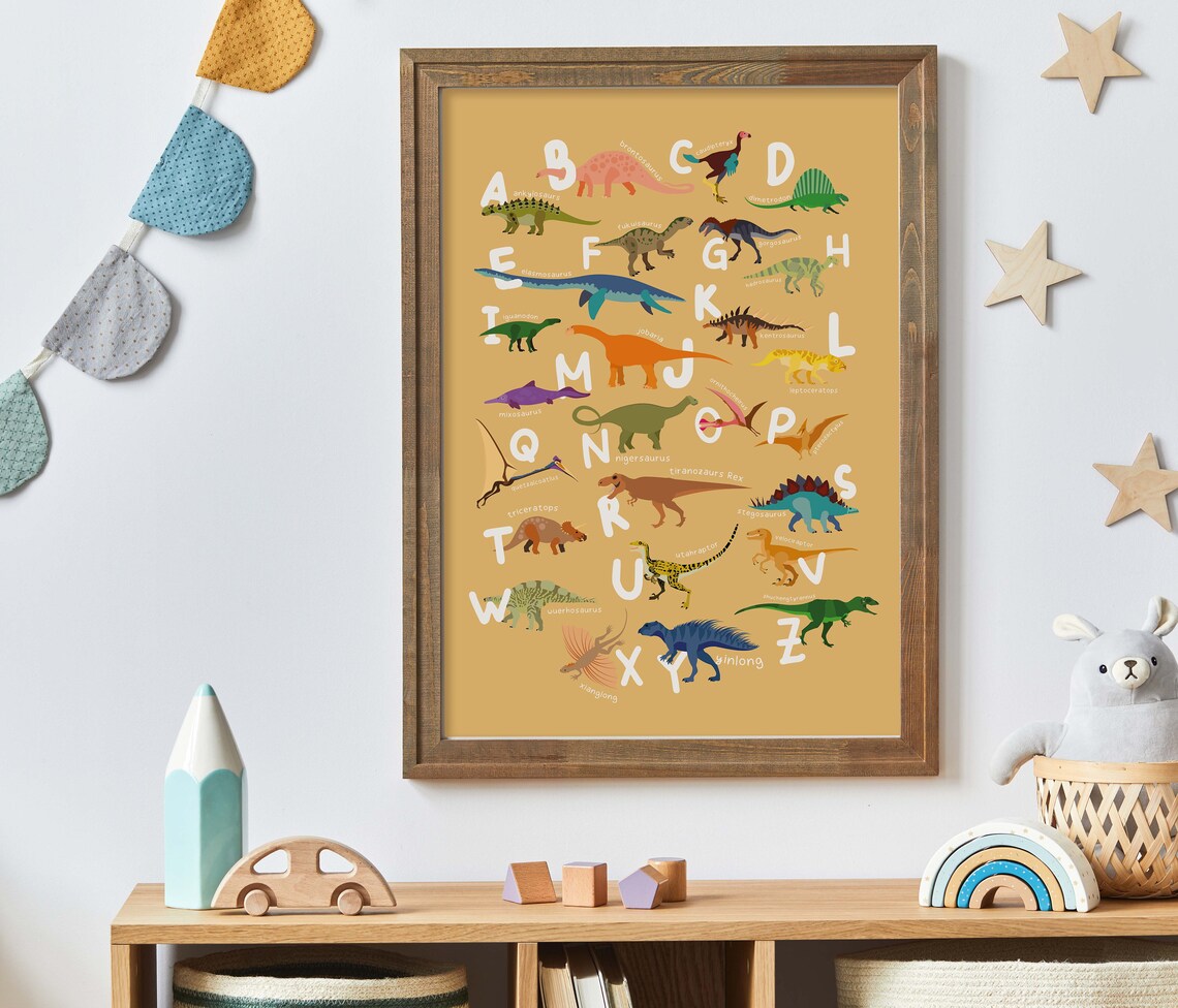 Dinosaur Alphabet Poster Kids Room Decor Dinosaur Theme - Etsy