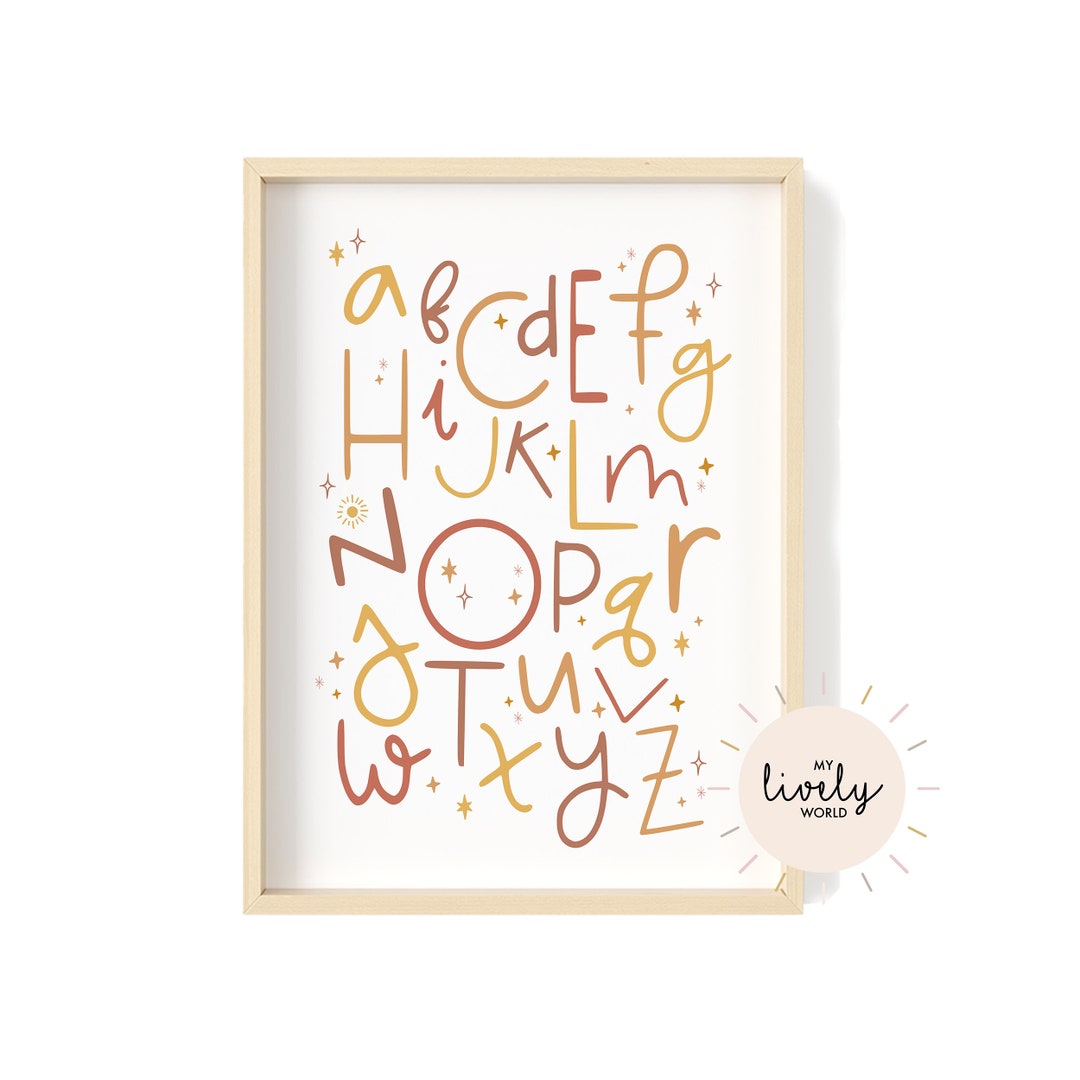 Boho Alphabet Poster, ABC Poster, Alphabet Print, Kids Wall Art ...