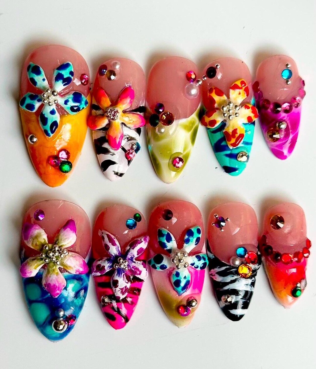 French Manicure Freestyle Press on Nails - Etsy