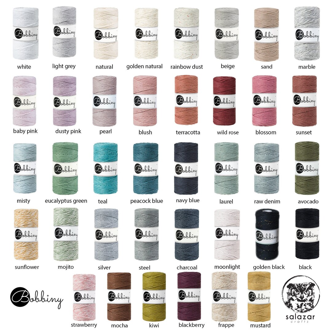 10 M Bobbiny 3 Mm Macrame Yarn/macrame Rope/cord Color of - Etsy