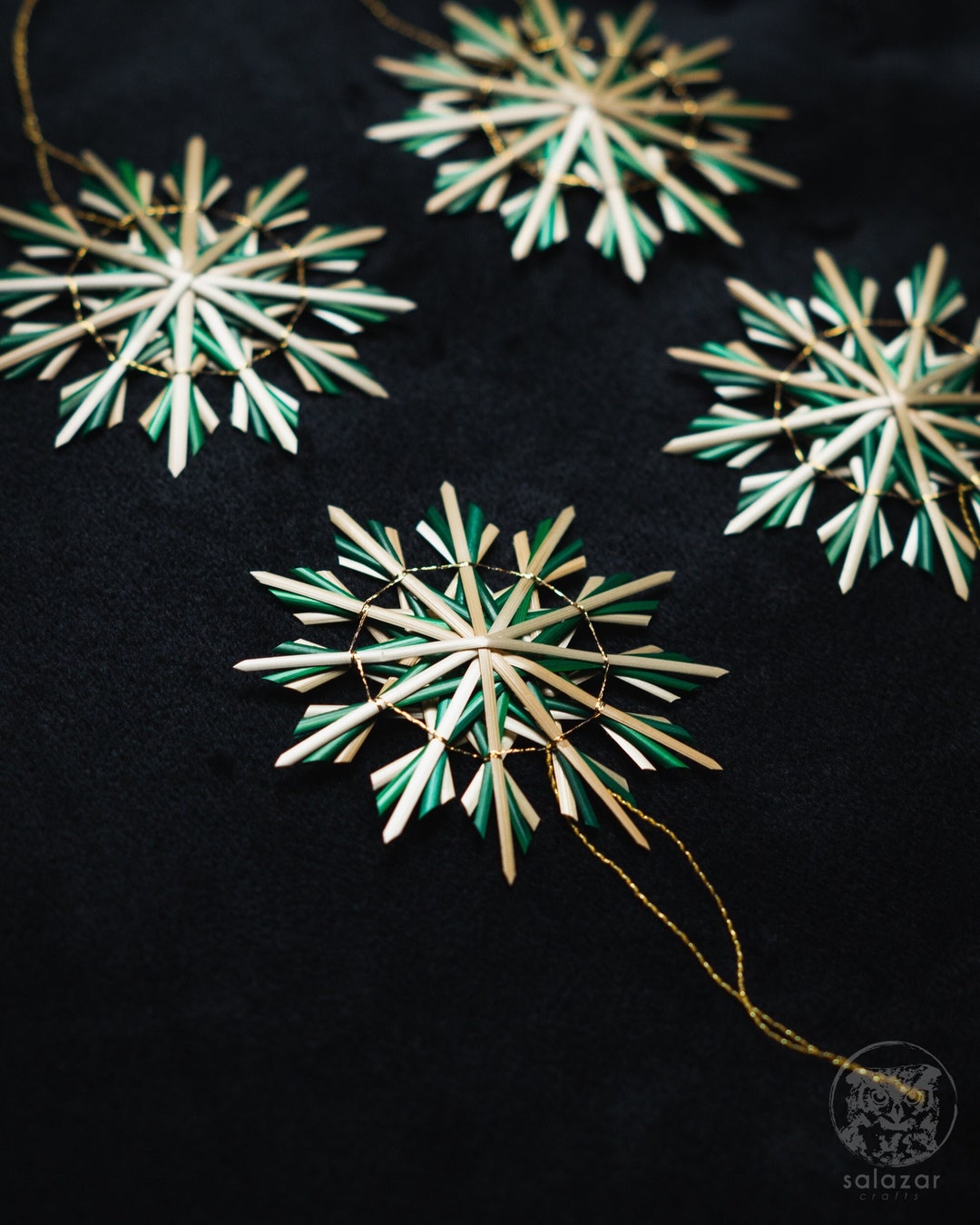 Straw Star leila Green/natural Mix 4 Pieces/set - Etsy