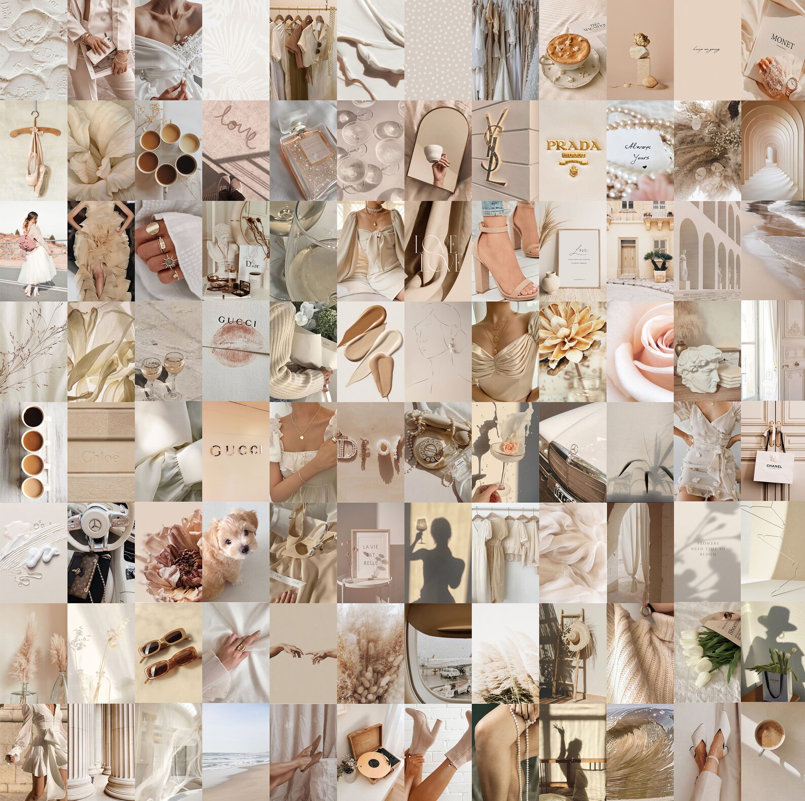 Cream Beige Aesthetic Wall Collage Kit digital Download 100 - Etsy