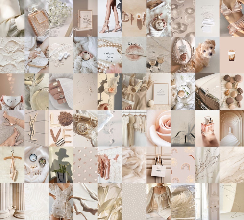 Neutral Aesthetic Wall Collage Kit digital Download 60 Pcs - Etsy
