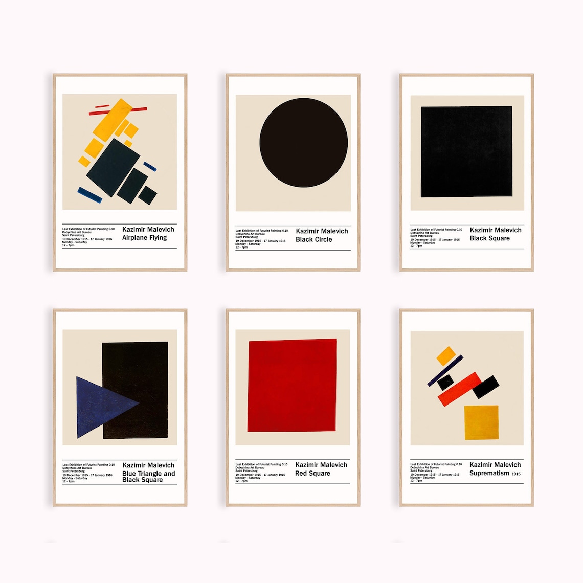 Kazimir Malevich Art Exhibition Poster, Set of 6, Malevich Art Print ...