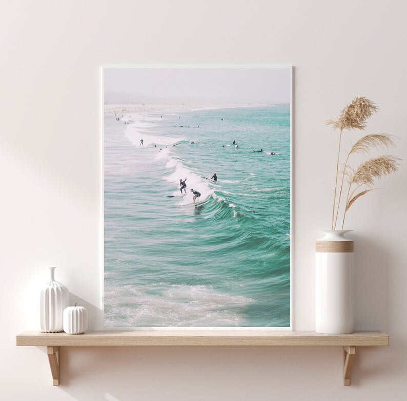 Ocean Waves Surf Print Beach Surfing Poster California Wall - Etsy