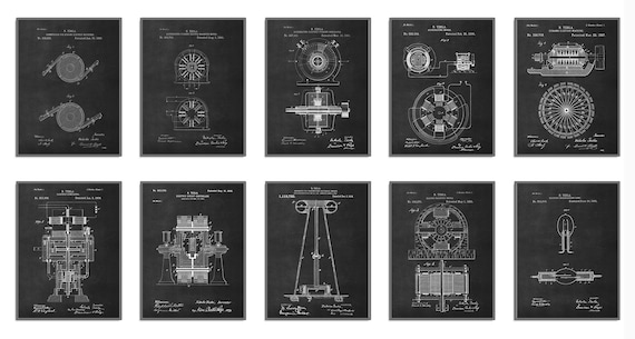 Nikola Tesla Poster Set of 10 Printable Art Gift for Him - Etsy India