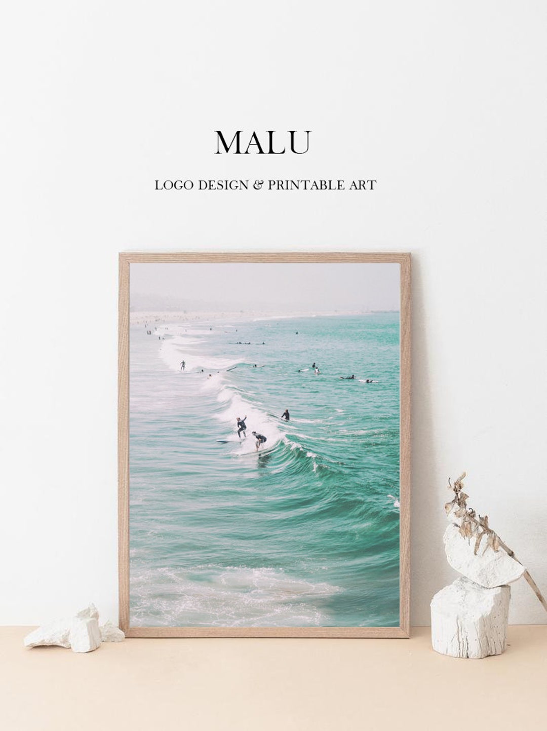 Ocean Waves Surf Print, Beach Surfing Poster, California Wall Art ...