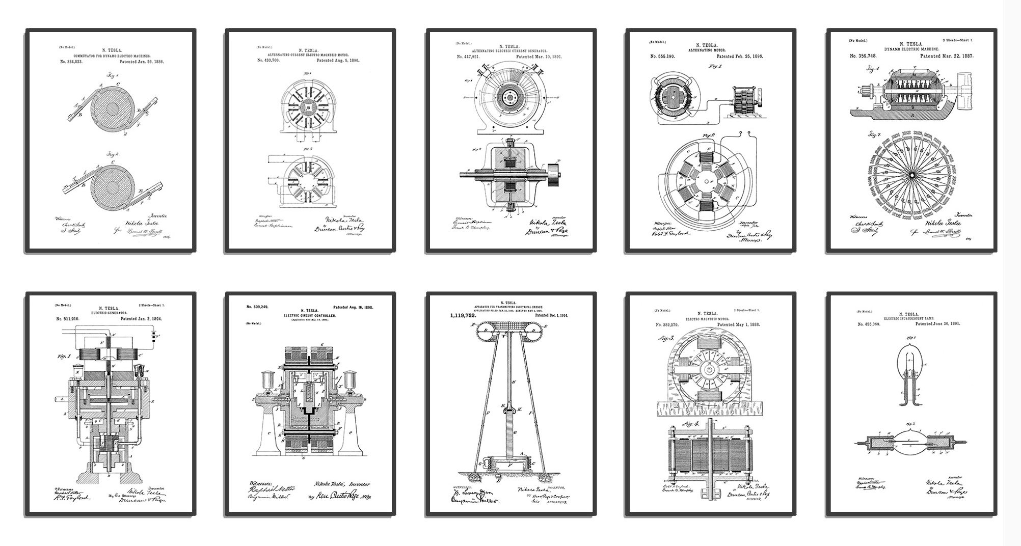 Nikola Tesla Poster Set of 10 Printable Art Gift for Him - Etsy